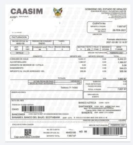 Recibo de agua CAASIM Hidalgo | Imprimir y pagar